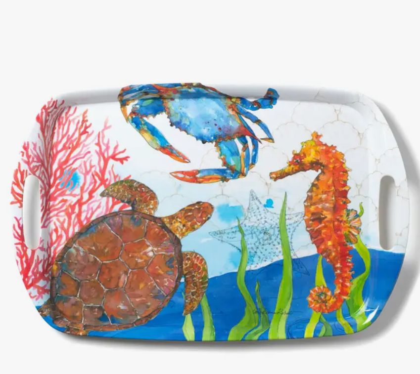 Oceana Coastal Crab Fish Seahorse Serving Tray by Bamboo Table – Lady ...